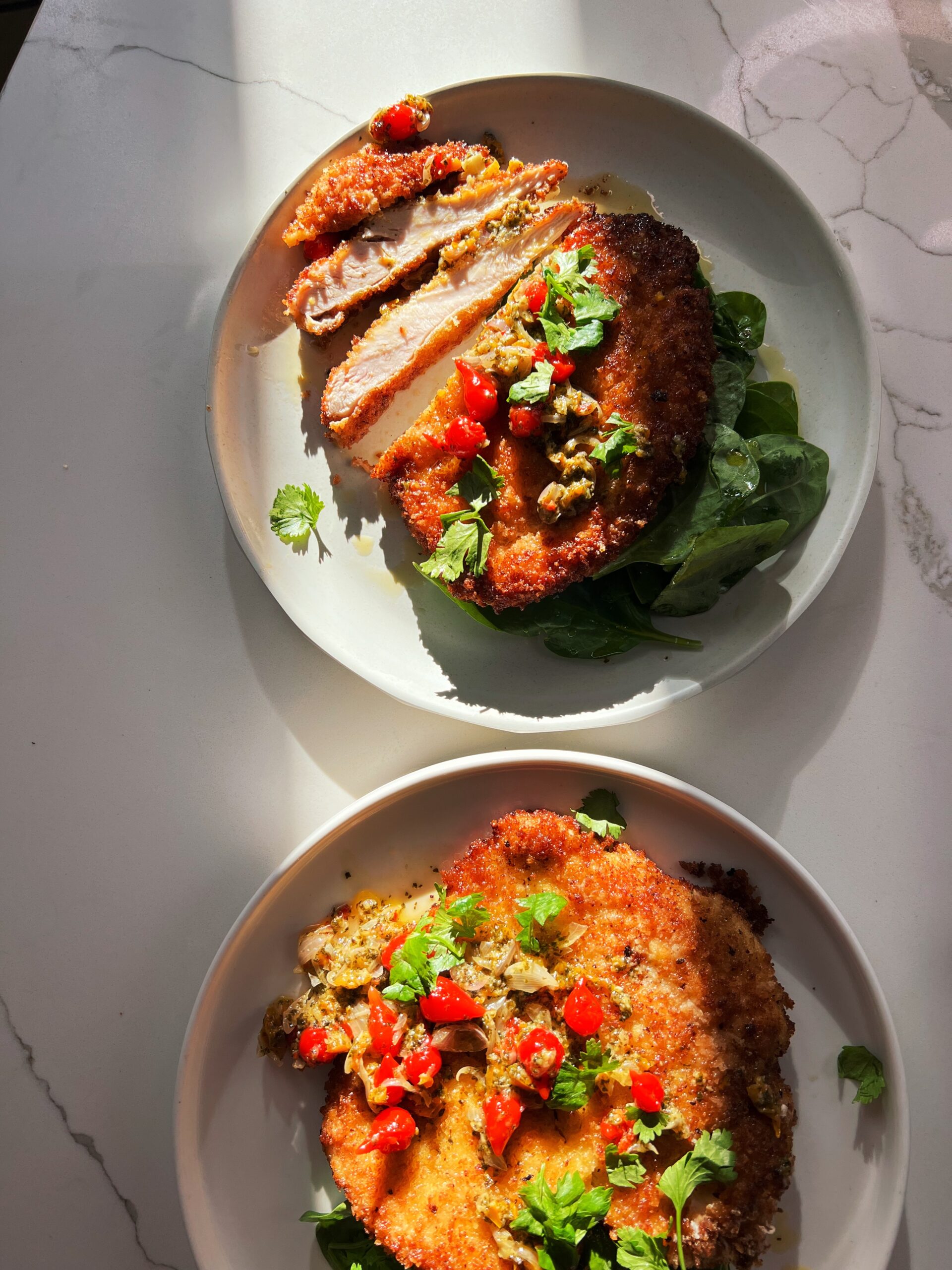 Chicken Schnitzel with Sweet Pepper, Garlic, Herb Lime Butter – Dining ...