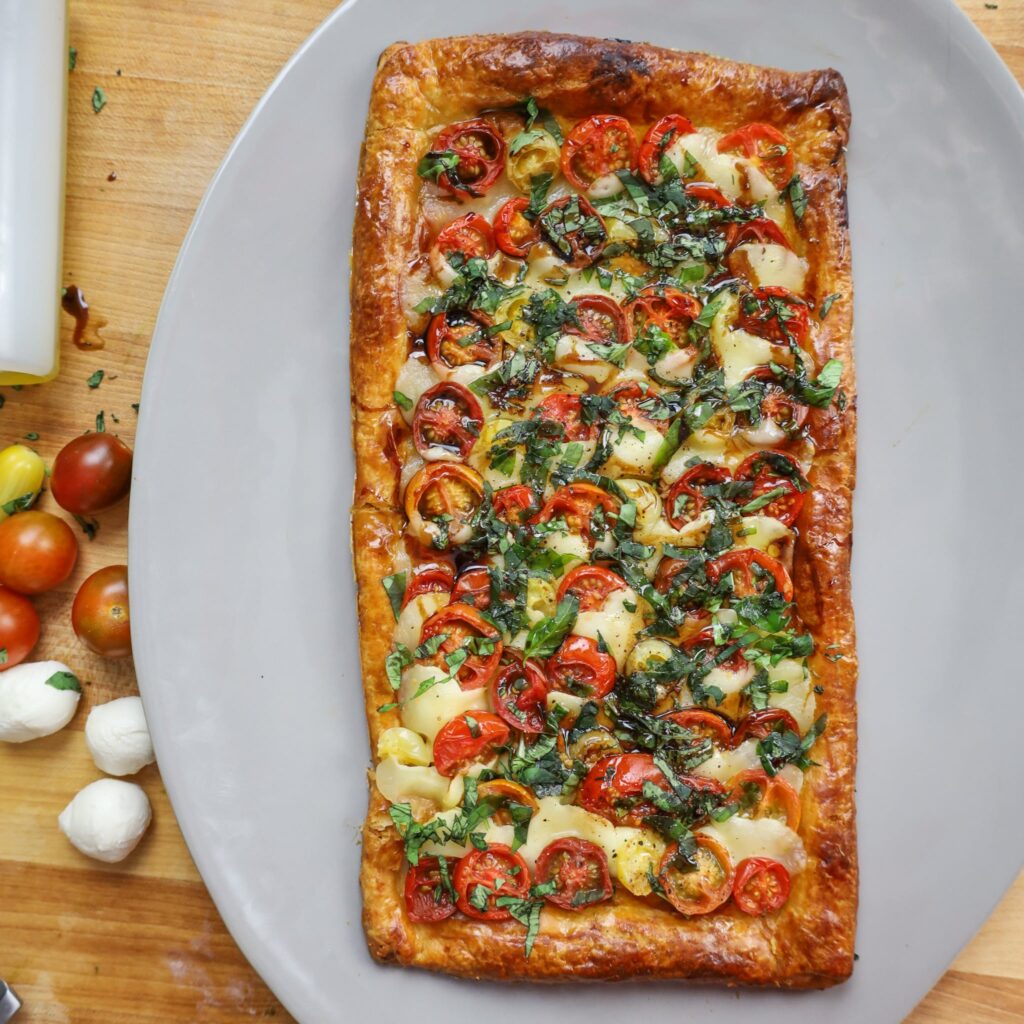 Caprese Tart with a Flaky Parmesan Crust - Dining With Skyler